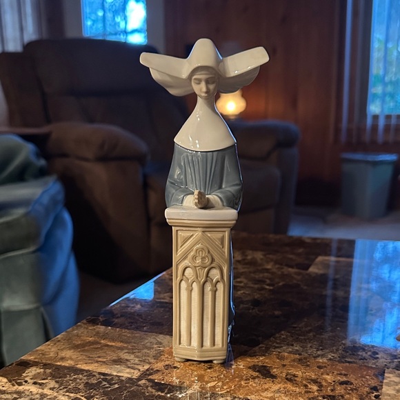Accents | Elegant Ceramic Nun Figurine In Blue And Cream Lladro ...